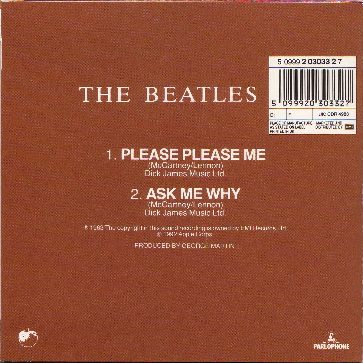 The Beatles Please Please Me : Back | CD Covers | Cover Century | Over ...